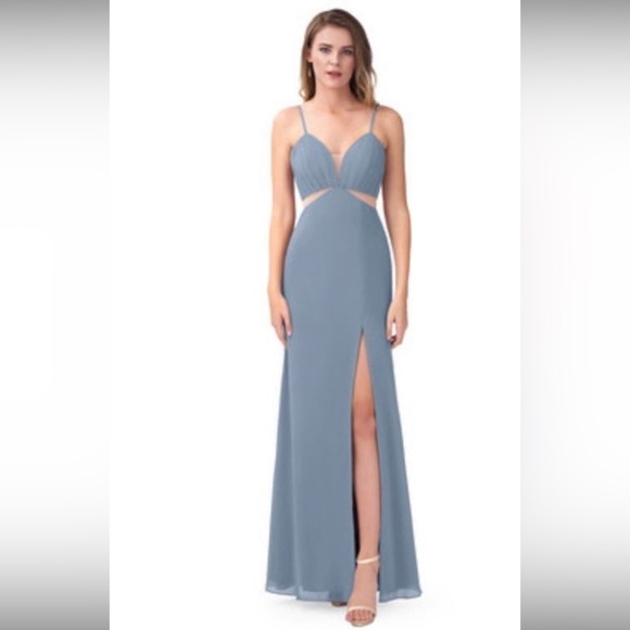 Azazie | Dresses | Azazie Size 6 Dusty Blue Bridesmaid Dress | Poshmark